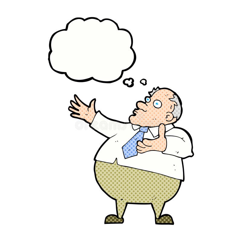 Cartoon Exasperated Middle Aged Man with Thought Bubble Stock ...