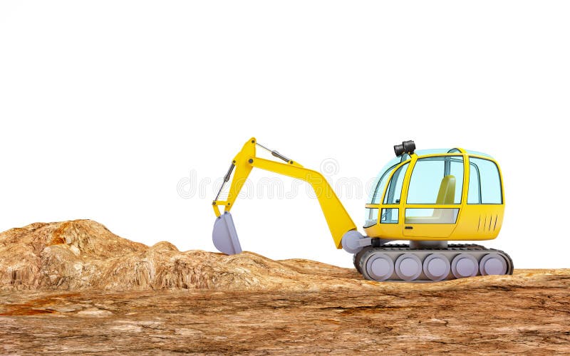 Cartoon Excavator Digging Earth Stock Illustration - Illustration of ...