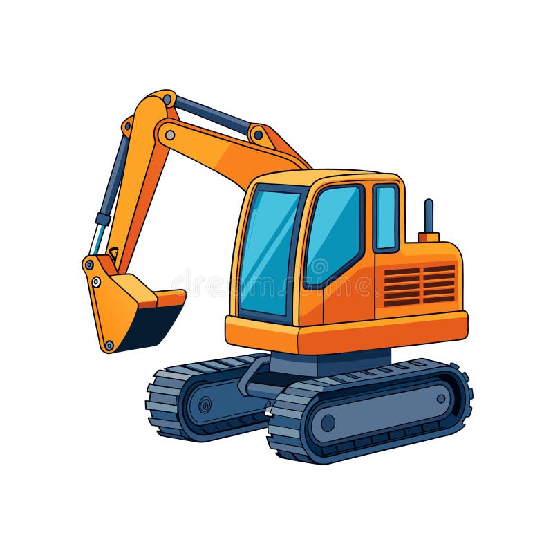 Cartoon Excavator Vector Illustration for Construction or ...