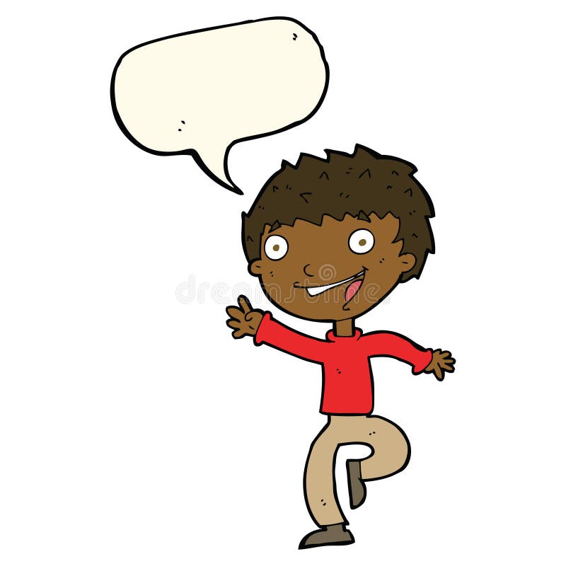 Cartoon Excited Boy with Speech Bubble Stock Illustration ...
