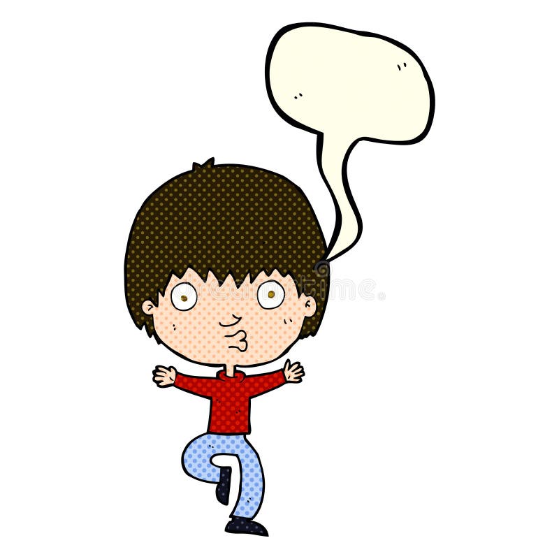 Cartoon Excited Boy with Speech Bubble Stock Illustration ...