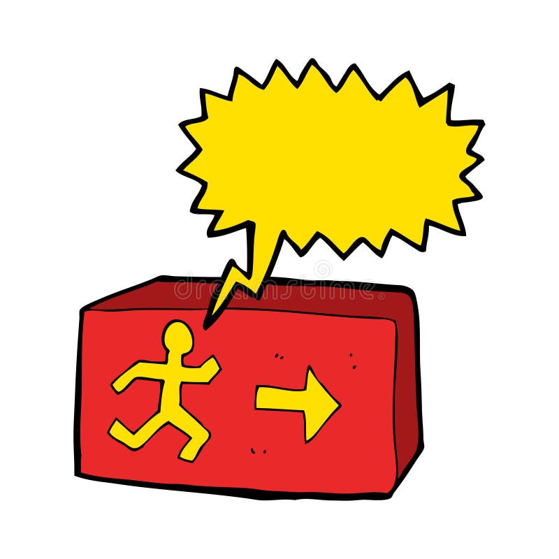 Cartoon Exit Sign with Speech Bubble Stock Illustration - Illustration ...