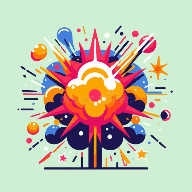 Cartoon Explode Effect Vibrant Flat Vector Stock Illustration ...