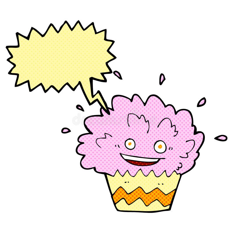Cartoon Exploding Cupcake with Speech Bubble Stock Illustration ...