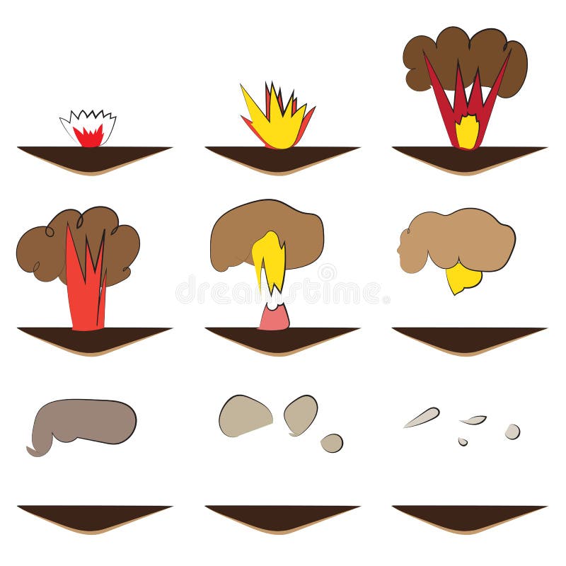 Cartoon Explosion Effect with Smoke. Stock Vector - Illustration of ...