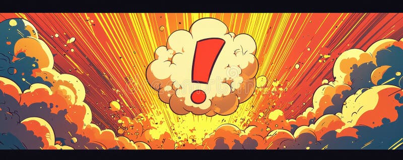 Cartoon Explosion with Exclamation Mark in Comic Book Style Stock Photo ...