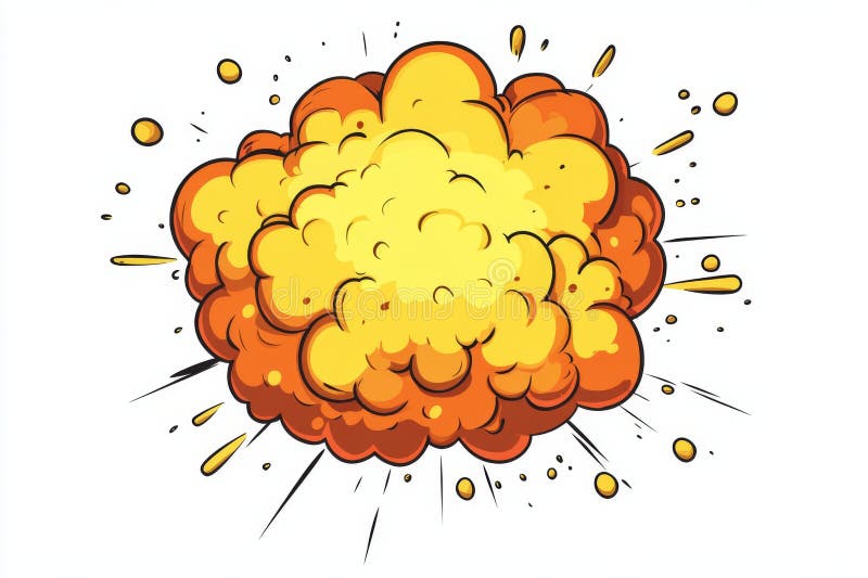 Cartoon Explosion Graphic in Bright Yellow and Orange with Dynamic ...