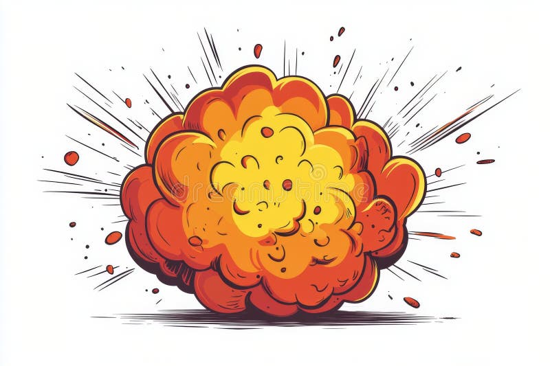 Cartoon Explosion Graphic in Bright Yellow and Orange with Dynamic ...