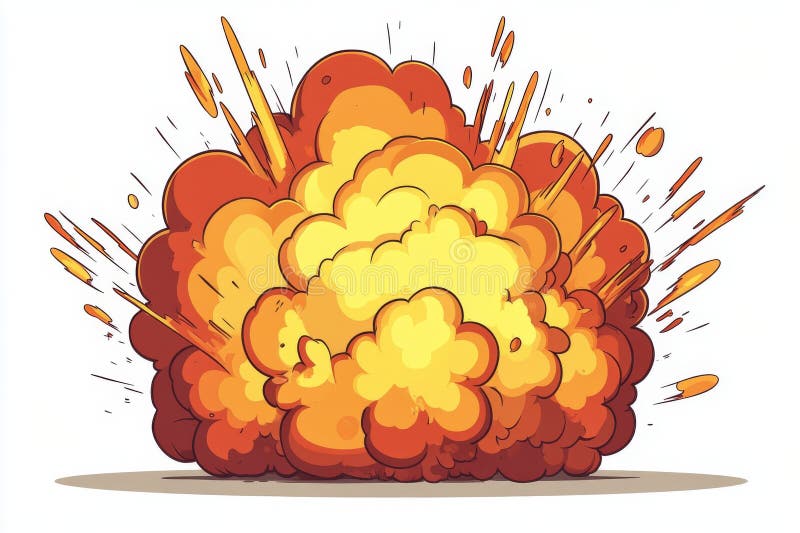 Cartoon Explosion Graphic in Bright Yellow and Orange with Dynamic ...