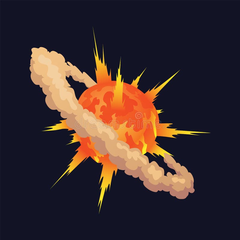 Cartoon Explosion Icon. Comic Book Element. Boom Cloud and Flame, Smoke ...
