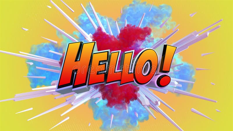 Cartoon Explosion with Message Hello! Stock Video - Video of word ...