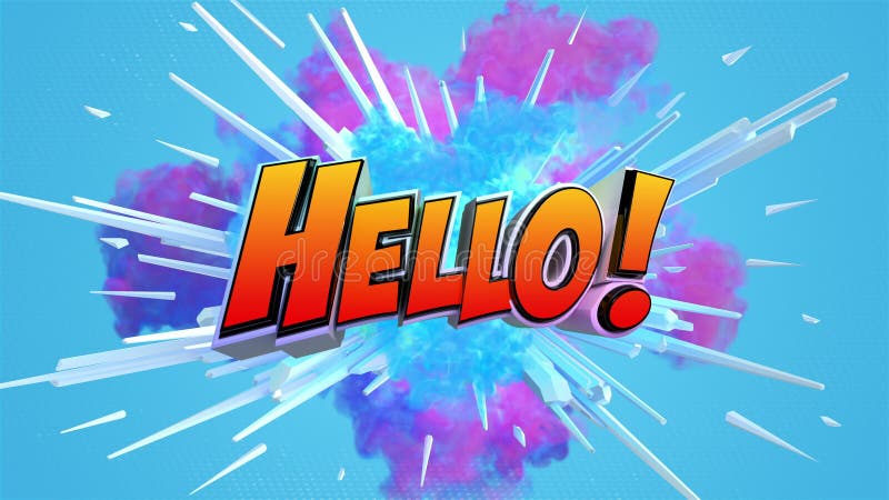 Cartoon Explosion with Message Hello! Stock Footage - Video of awesome ...