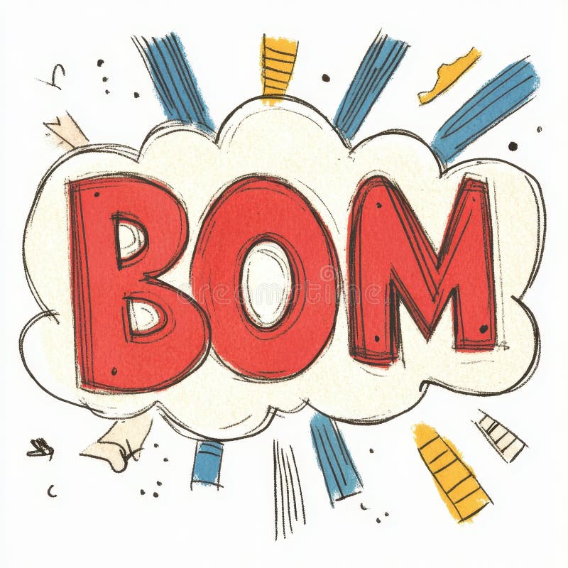 "Cartoon Explosion Word Bubble with BOM Text in Bold Red" Stock Image ...