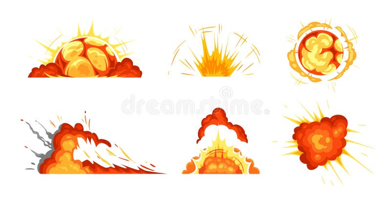 Cartoon Explosions. Exploding Bomb Collection Set Animation Stock ...