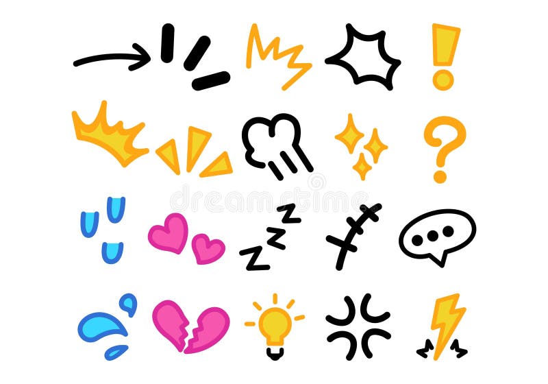 Cartoon Expressions Effect Element Set Stock Vector - Illustration of ...