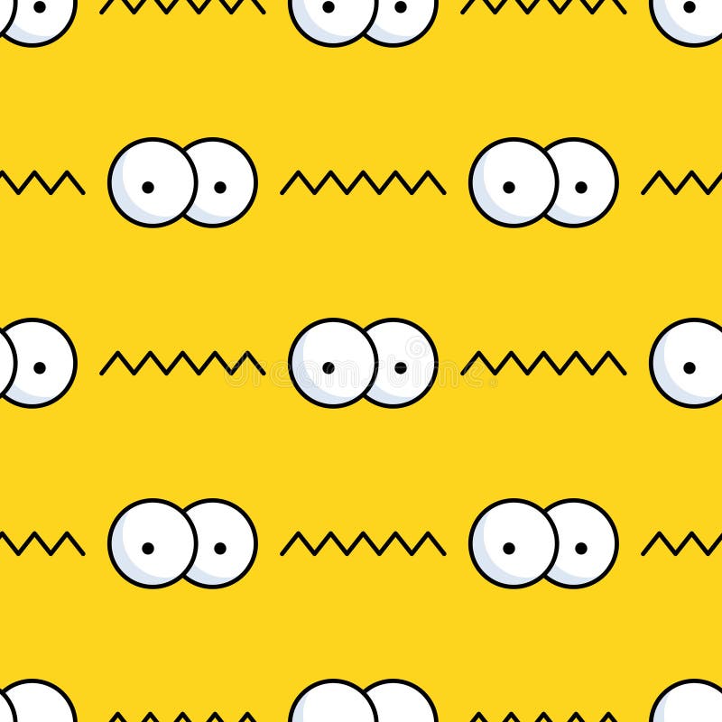 Cartoon Eye Pattern on Yellow Background for Print and Design. Vector ...