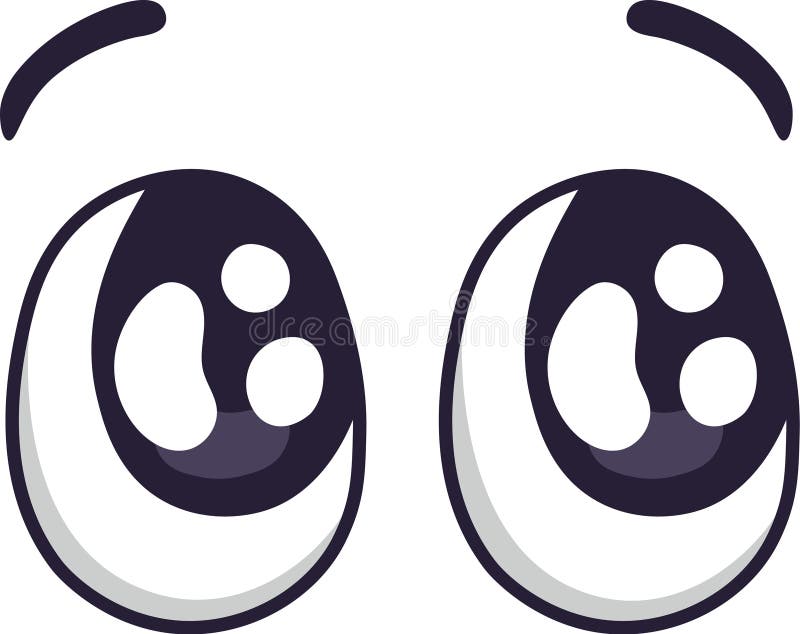 Cartoon Eyes Expressing Surprise or Curiosity, Featuring Large Pupils ...