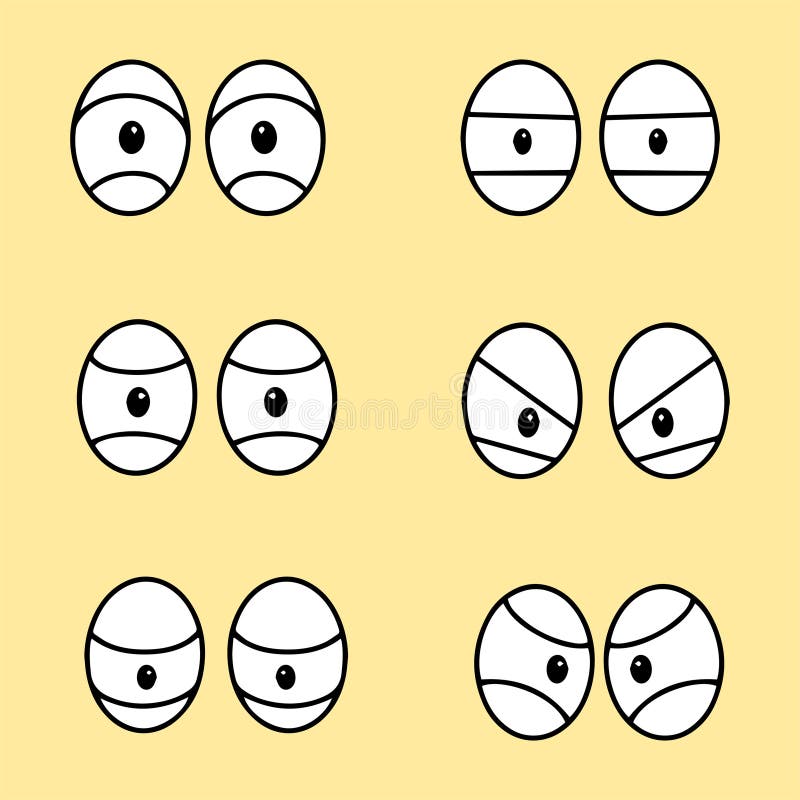 Cartoon Eyes Hand Drawn for Element, Facial Expression, Face Stock ...