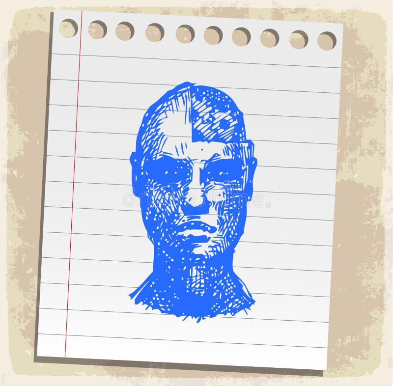 Cartoon Face Drawn on Paper Note, Vector Illustration Stock Vector ...