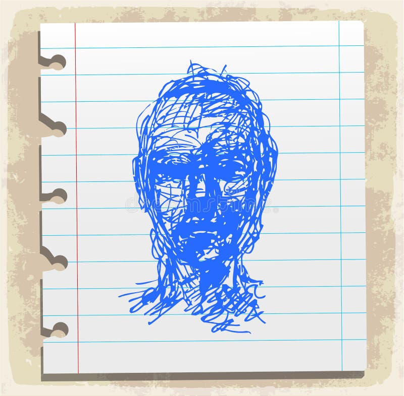 Cartoon Face Drawn on Paper Note, Vector Illustration Stock Vector ...