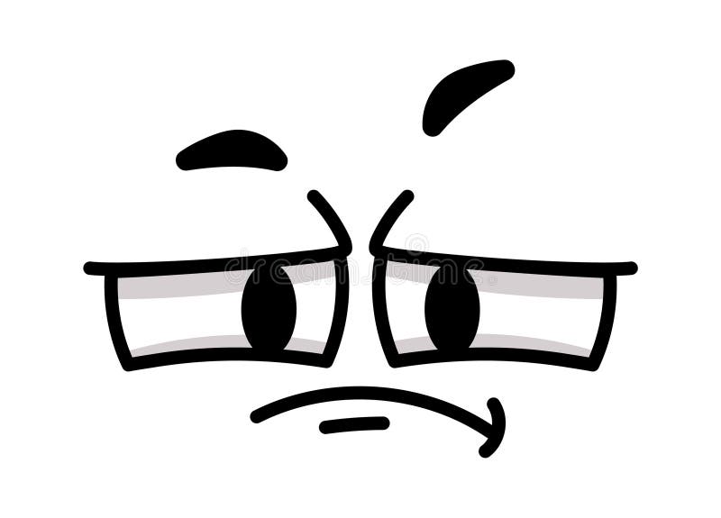 Cartoon Face Expressing Distrust and Skepticism, Featuring a Raised ...