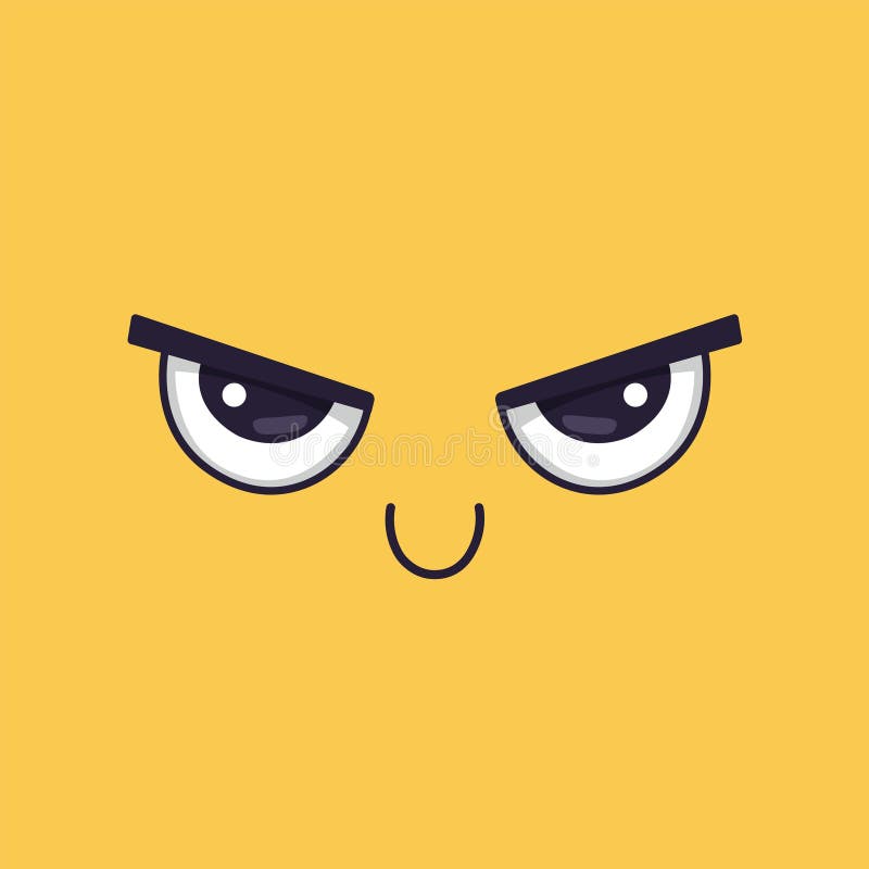 Cartoon Face Expressing Skepticism with Squinting Eyes and a Subtle ...