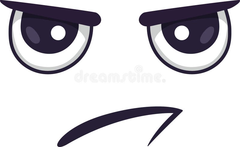 Cartoon Face with Frowning Mouth and Eyebrows Showing an Angry ...