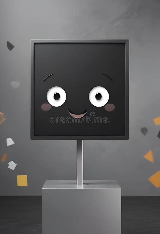A Cartoon Face in the Middle of a Square Device with an Open Mouth ...