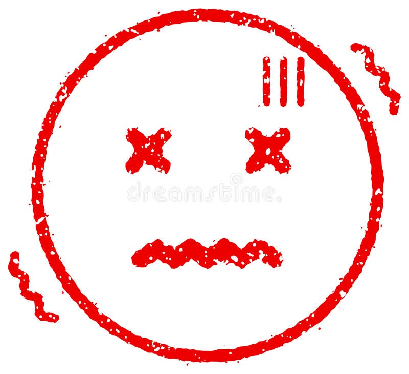 Cartoon Face Rubber Stamp Vector Illustration / Sick, Poor Condition ...