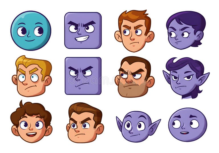 Cartoon Face Shape Variations Stock Illustration - Illustration of kids ...