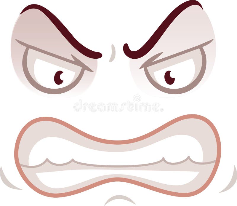Cartoon Face Shows Intense Anger with Furrowed Brows and a Grimace on a ...