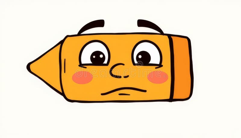 Cartoon Face with a Yellow Crayon Stock Illustration - Illustration of ...