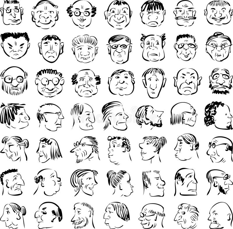 Cartoon faces stock vector. Illustration of contour, character - 26791953
