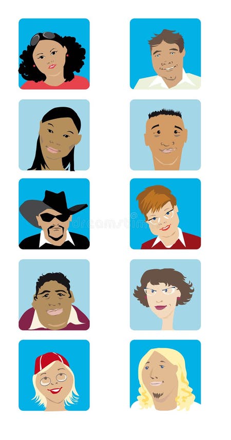 Cartoon Faces Collection stock vector. Illustration of ethnic - 5424320