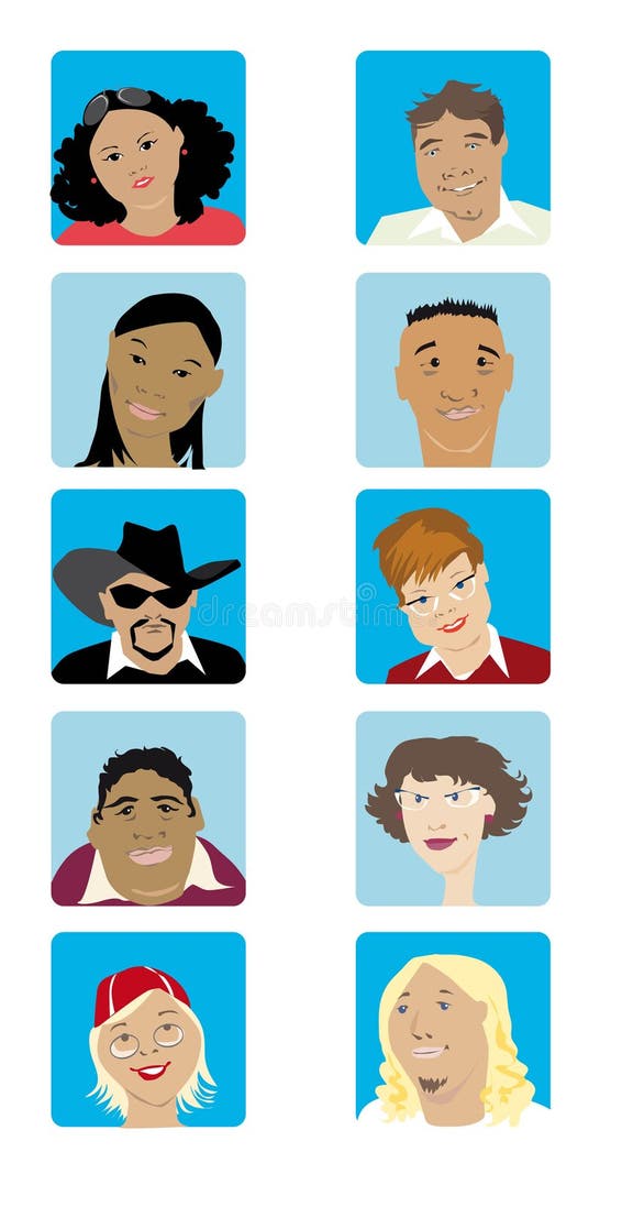 Cartoon Faces Collection stock vector. Illustration of ethnic - 5424320