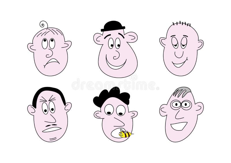 Cartoon faces stock vector. Illustration of head, illustrations - 67696837