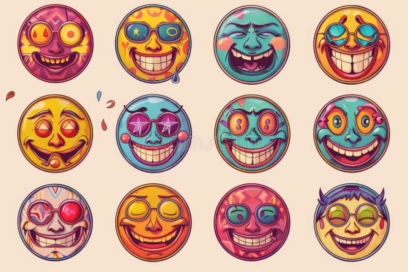 Cartoon Faces with Different Expressions, Suitable for Various Design ...