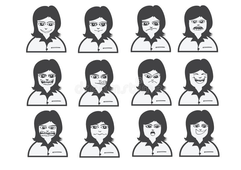 Cartoon Faces Set Drawing Illustration Stock Vector - Illustration of ...