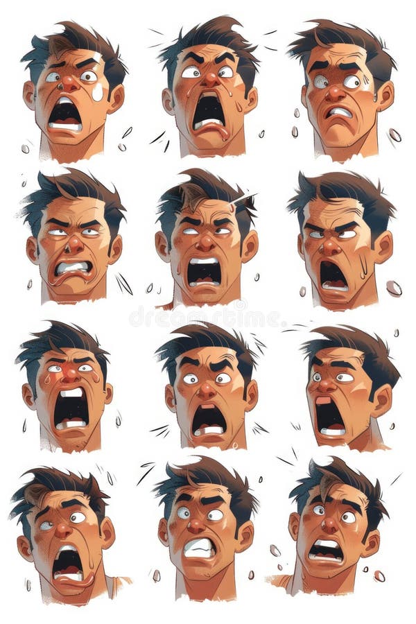 Cartoon Faces with a Variety of Expressions. Suitable for Various ...
