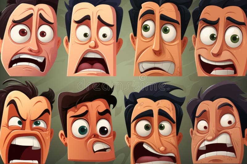 Cartoon Faces with Various Expressions, Suitable for Illustrating ...
