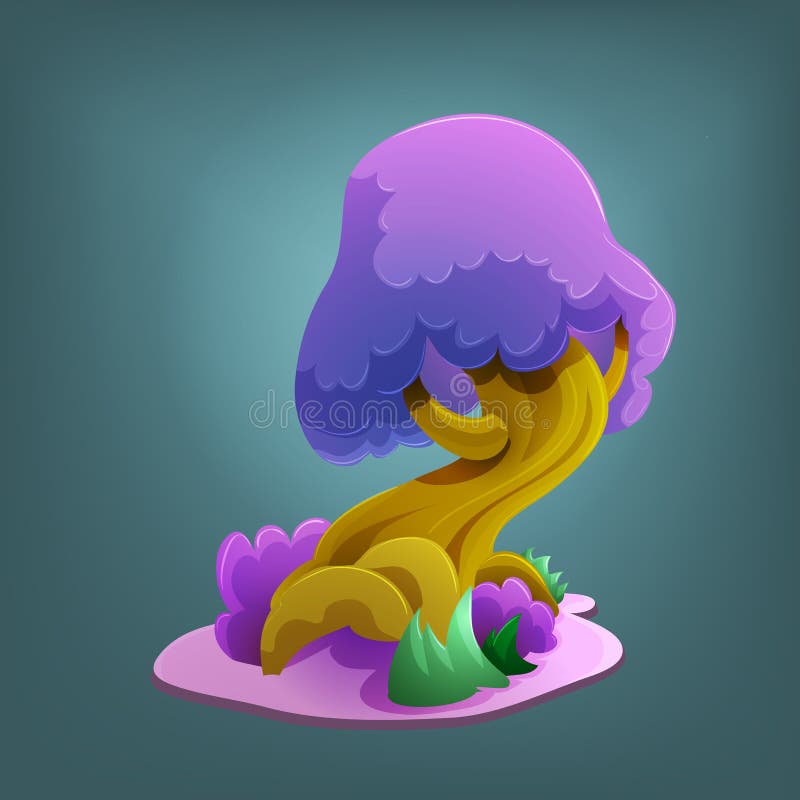 Cartoon fairytale tree. stock vector. Illustration of summer - 70546557