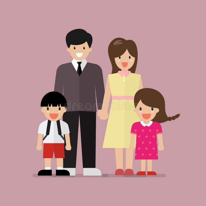 Cartoon family flat style stock vector. Illustration of parent - 80197971