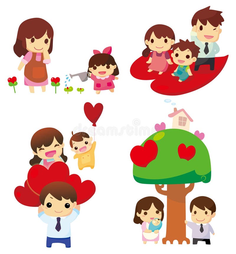 Cartoon family icon set stock vector. Illustration of happy - 19698666