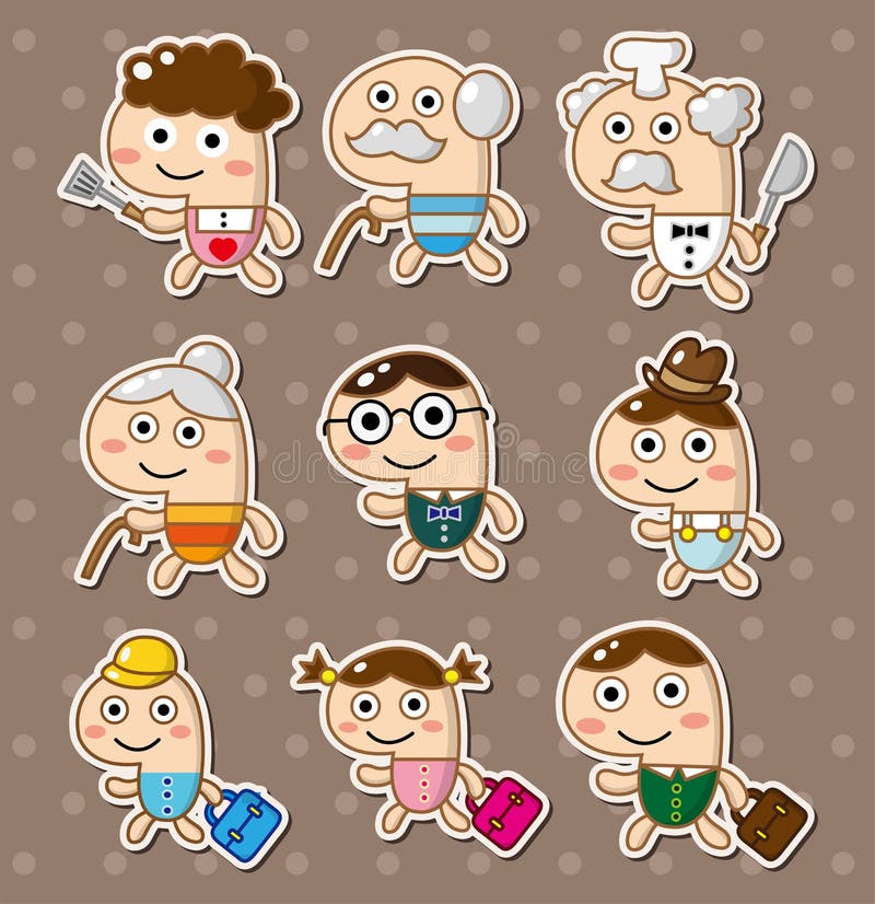 Cartoon family stickers stock vector. Illustration of doodle - 24280344