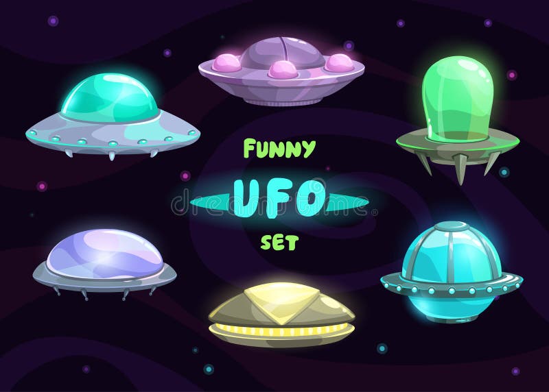 Cartoon fantastic ufo set stock illustration. Illustration of colorful ...
