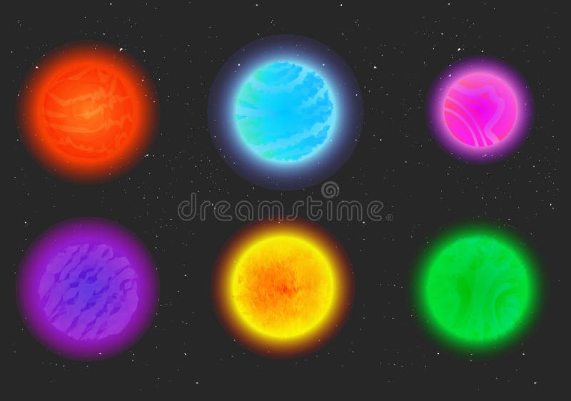 Cartoon Fantasy Alien Planets Set Stock Vector - Illustration of alien ...