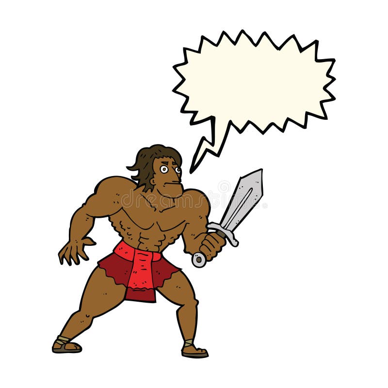 Cartoon Fantasy Hero Man with Speech Bubble Stock Illustration ...