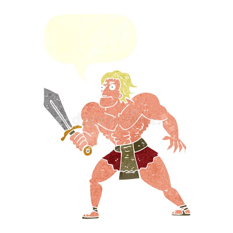 Cartoon Fantasy Hero Man with Speech Bubble Stock Illustration ...