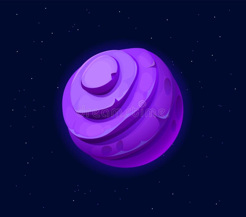 Cartoon Fantasy Purple Galaxy Alien Space Planet Stock Vector ...