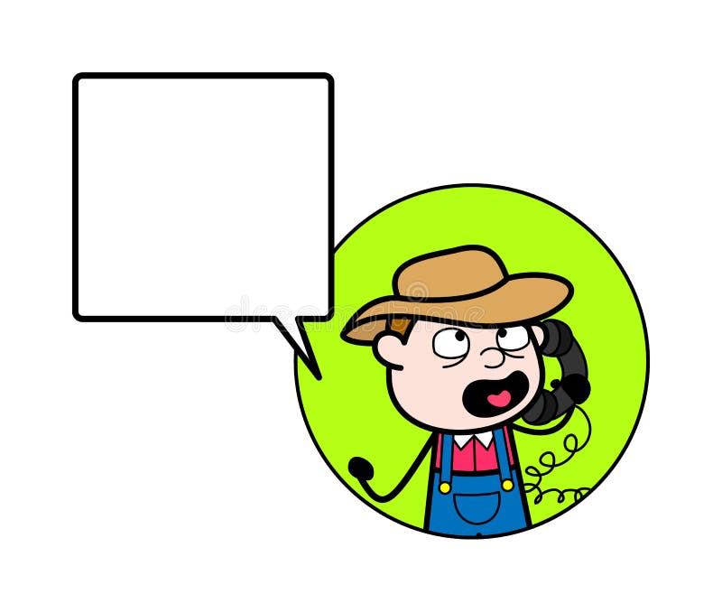 Cartoon Farmer Calling on Cell Phone Stock Illustration - Illustration ...